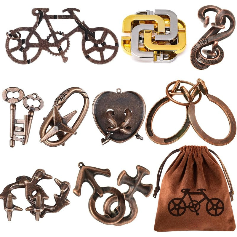 9 PCS Metal Puzzle for Adult Disentanglement Puzzles Lock Puzzle Game ...